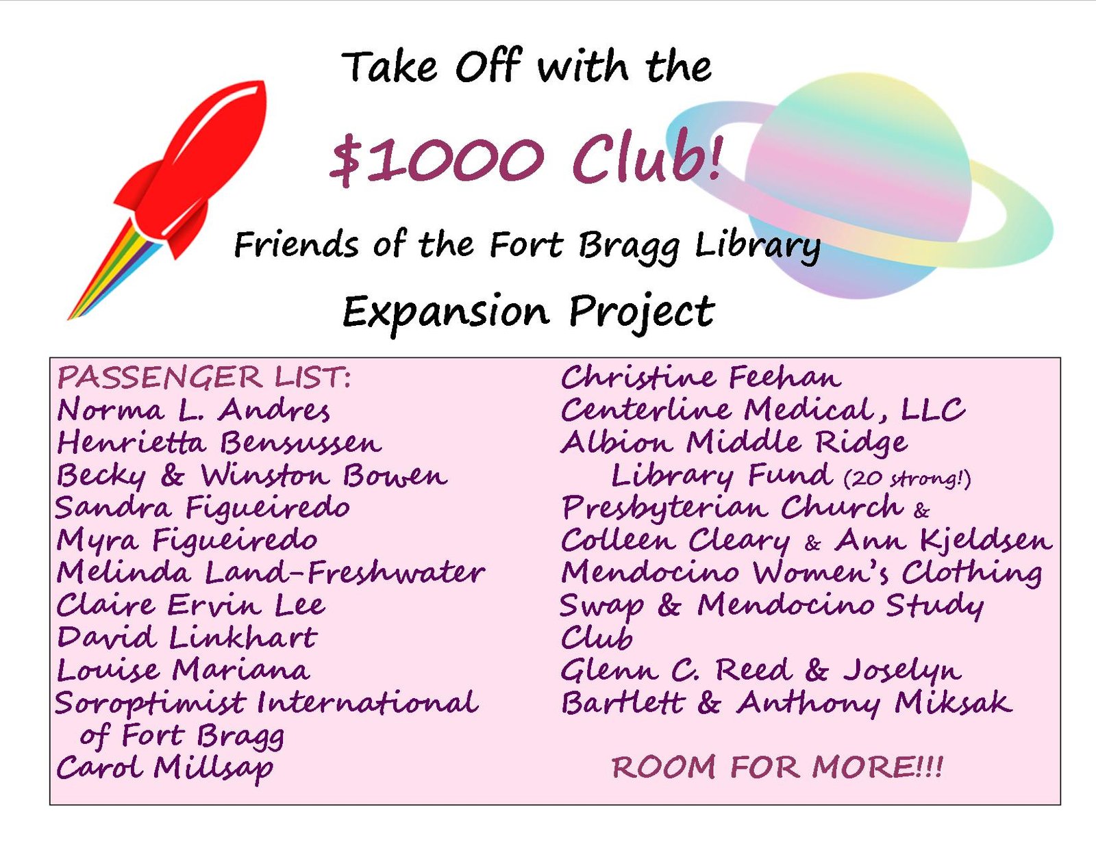 1000 Club - Fort Bragg Library